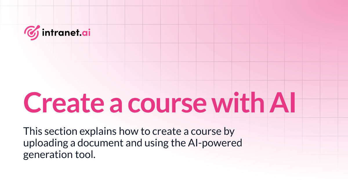 Create a course with AI | intranet.ai documentation