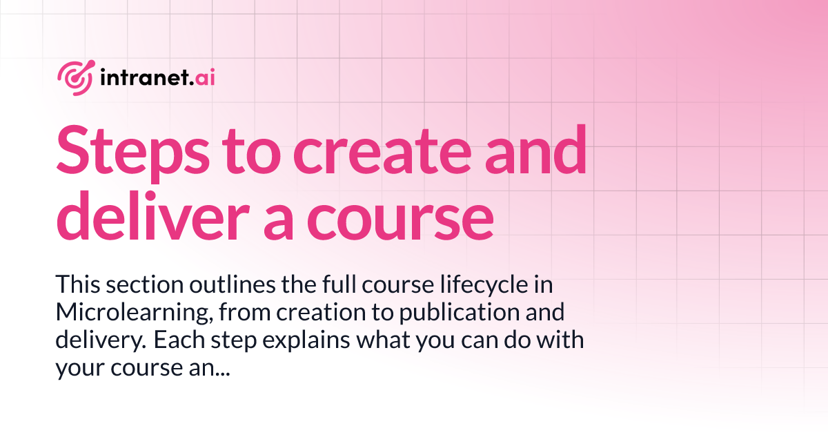 Steps to create and deliver a course | intranet.ai documentation