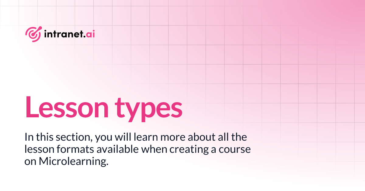 Lesson types | intranet.ai documentation
