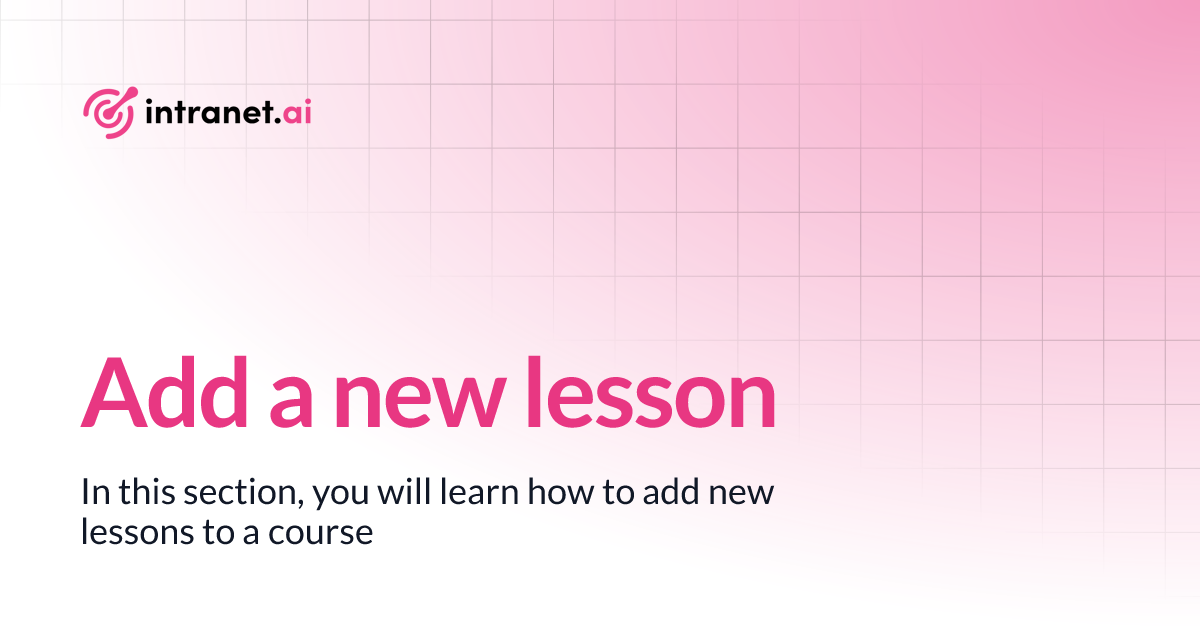 Add a new lesson | intranet.ai documentation